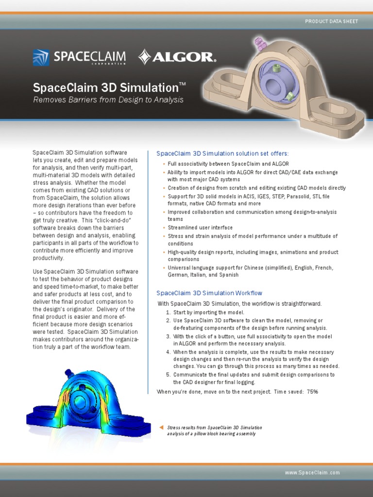 SpaceClaim 3D Simulation Brochure PDF | PDF | 3 D Modeling | Computer ...