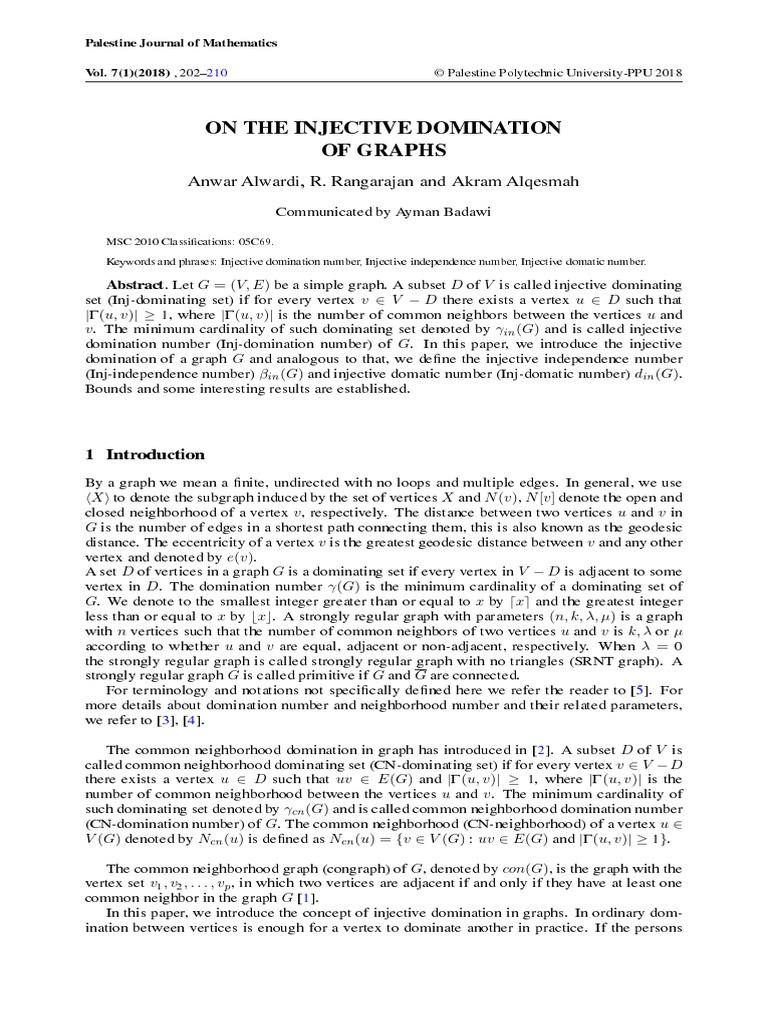 On The Injective Domination of Graphs | PDF | Vertex (Graph Theory ...