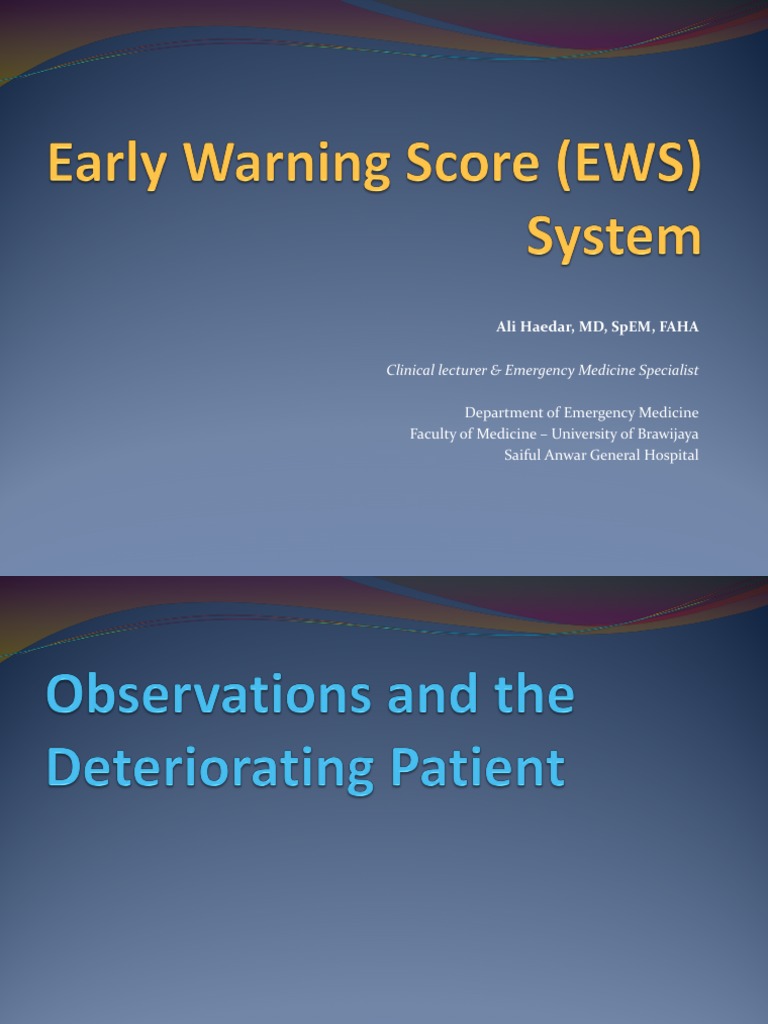 Workshop On Early Warning Score System - Ali Haedar | PDF | Blood ...