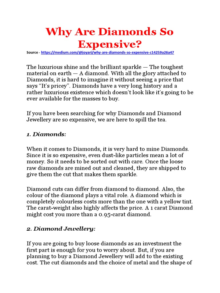 Why Are Diamonds So Expensive? | PDF | Diamond | Jewellery