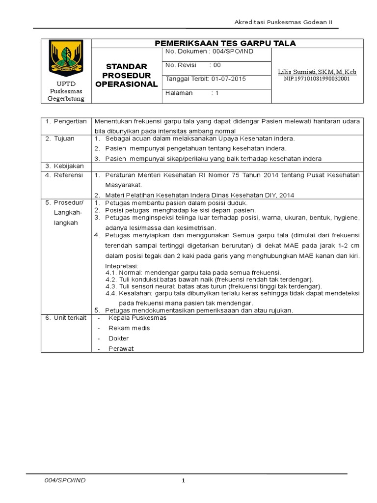 Pemeriksaan Tes Garpu Tala | PDF