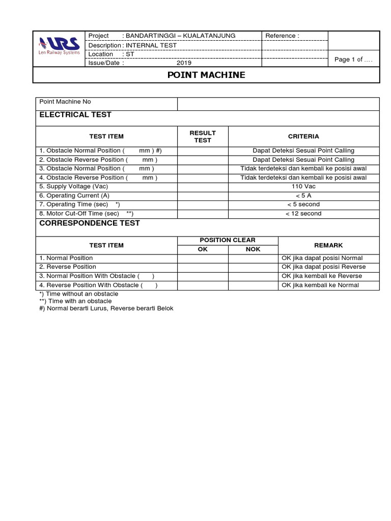 Point Machine: Electrical Test | PDF | Electrical Engineering | Machines
