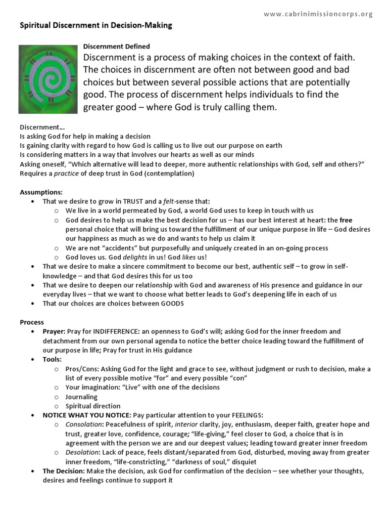Discernment | PDF | Meaning Of Life | Religious Belief And Doctrine