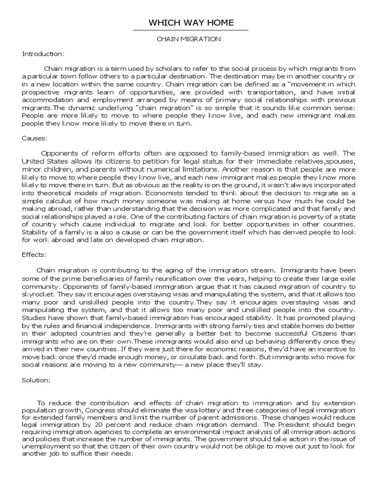 Chain Migration | PDF | Immigration | Human Migration