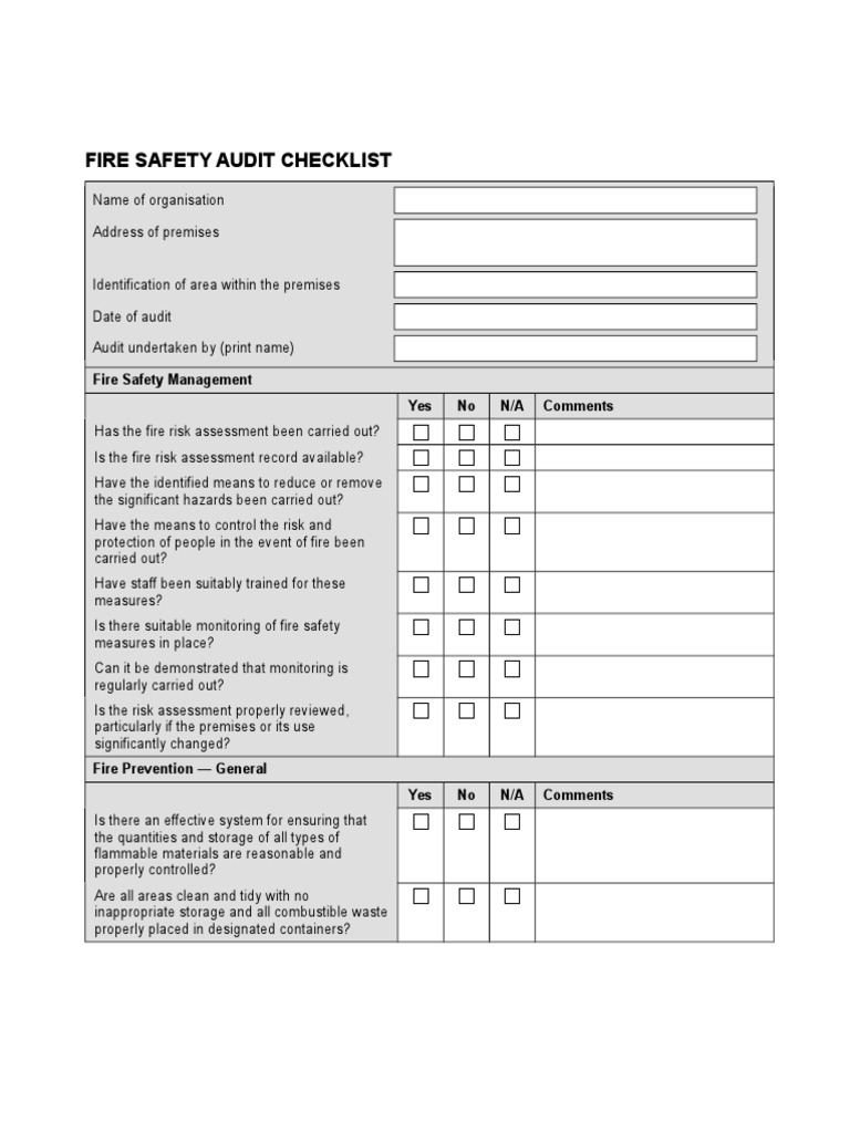 Safety Audit Checklist