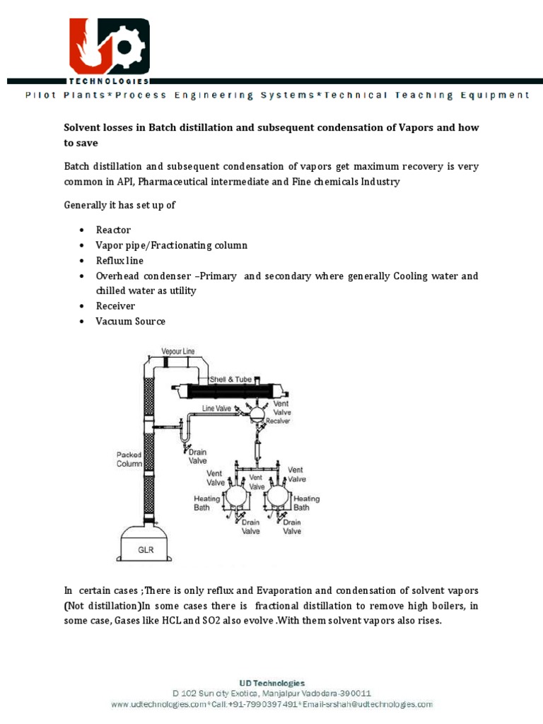 Minimize Solvent Losses in Batch Distillation | PDF | Distillation ...