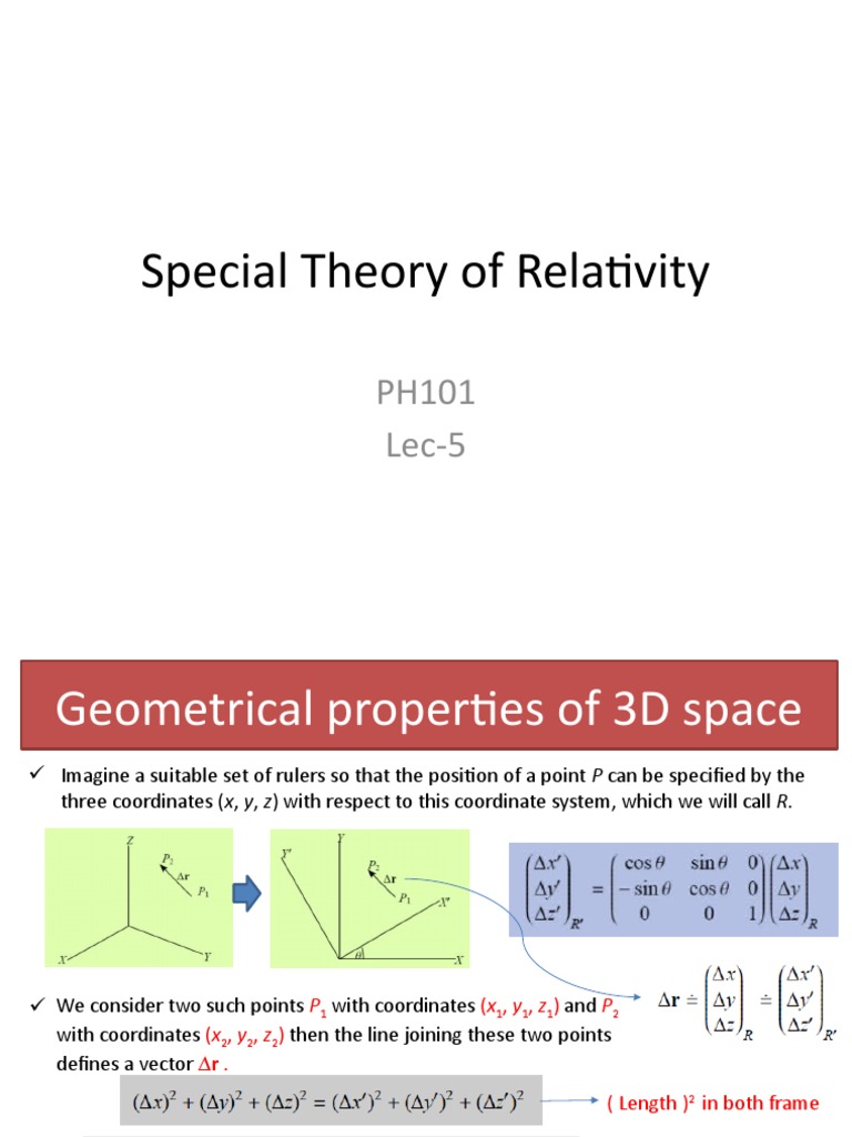 Special Theory of Relativity: PH101 Lec-5 | PDF | Momentum | Special ...