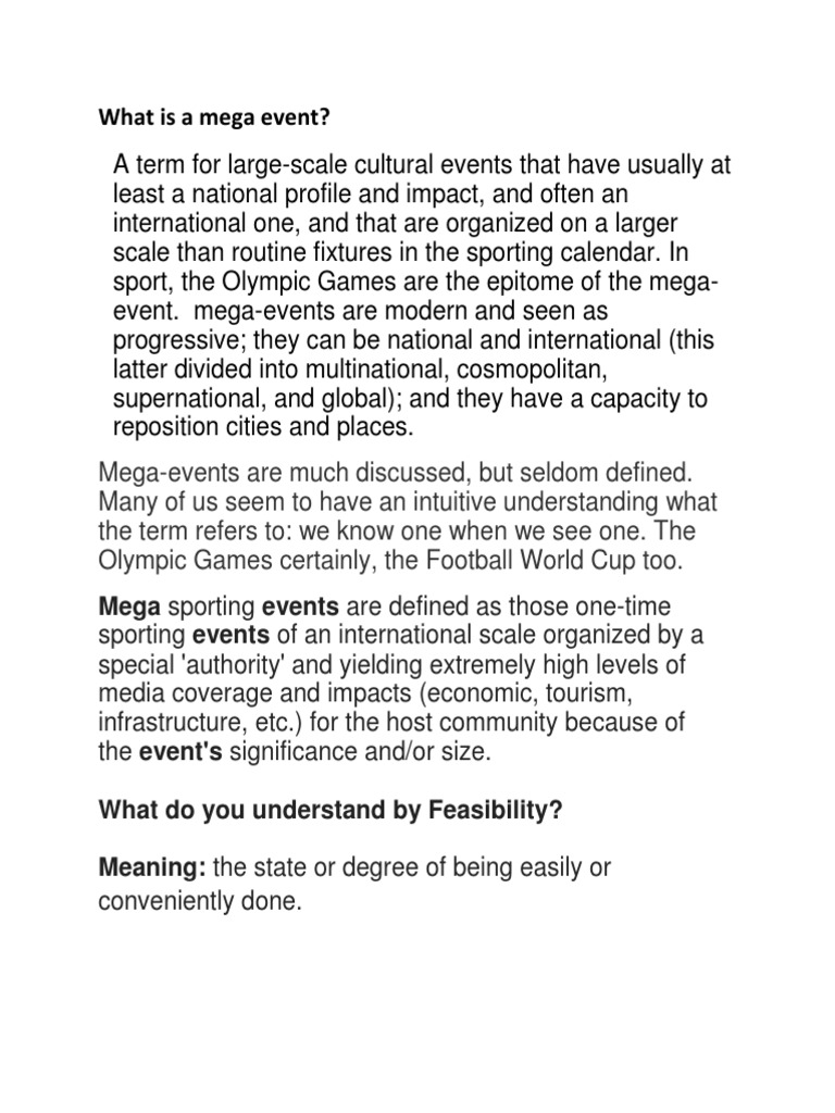 What Is A Mega Event?: Mega Sporting Events Are Defined As Those One ...