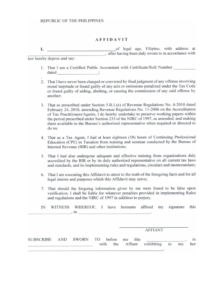 CPA - Affidavit - of - No - Pending - Case - and - Undertaking | PDF