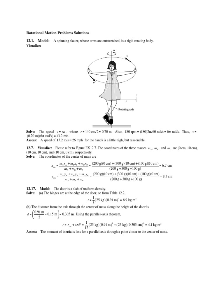 Rotational Motion Problems Solutions | PDF | Rotation Around A Fixed ...