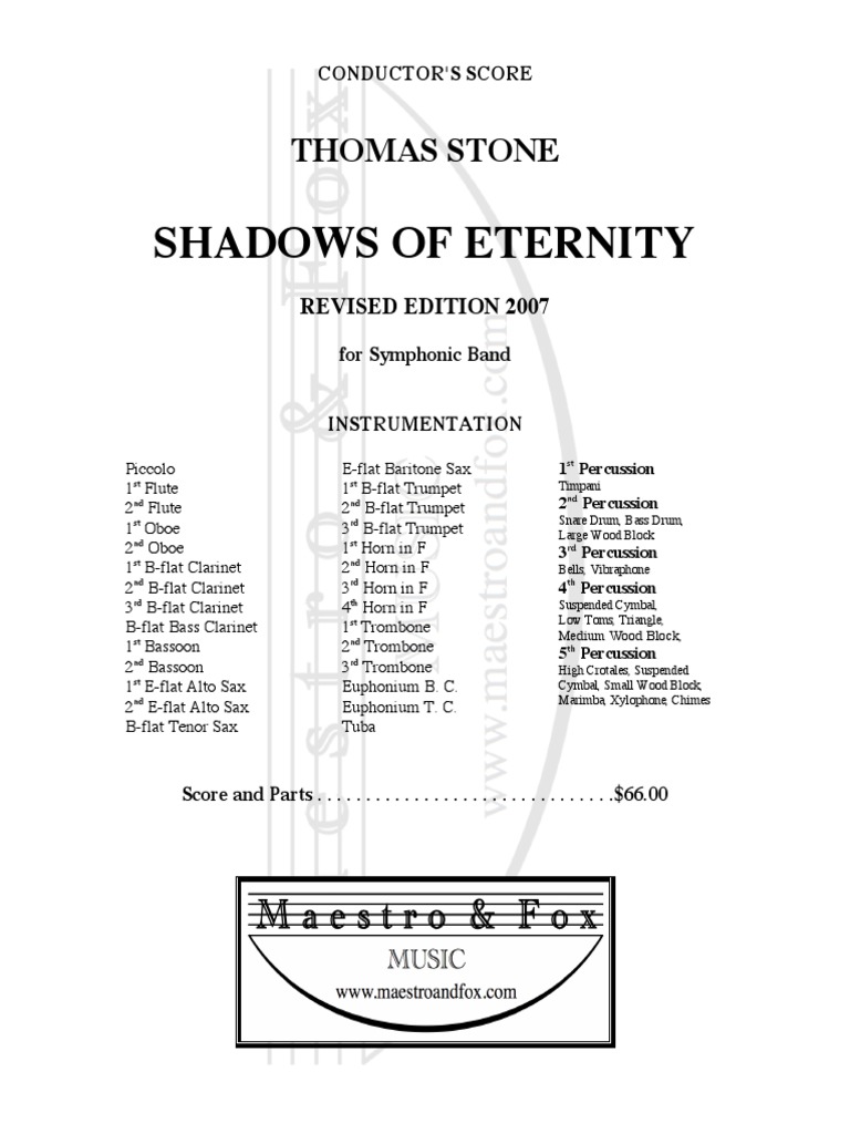 Shadows Of Eternity Thomas Stone Pdf Orchestras Musical Instruments