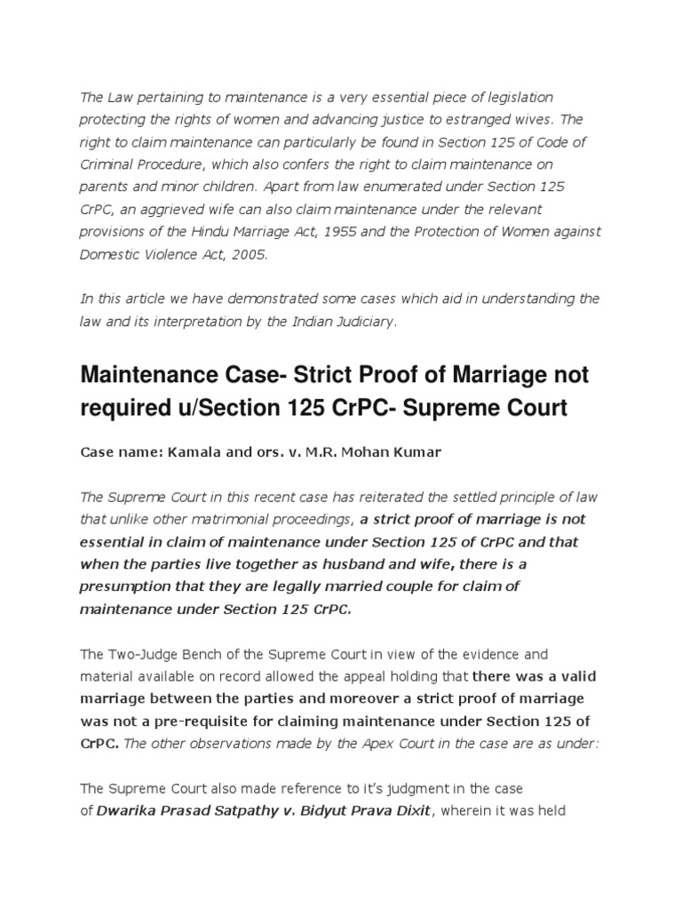 Importatnt Maintenance Cases | PDF | Alimony | Marriage