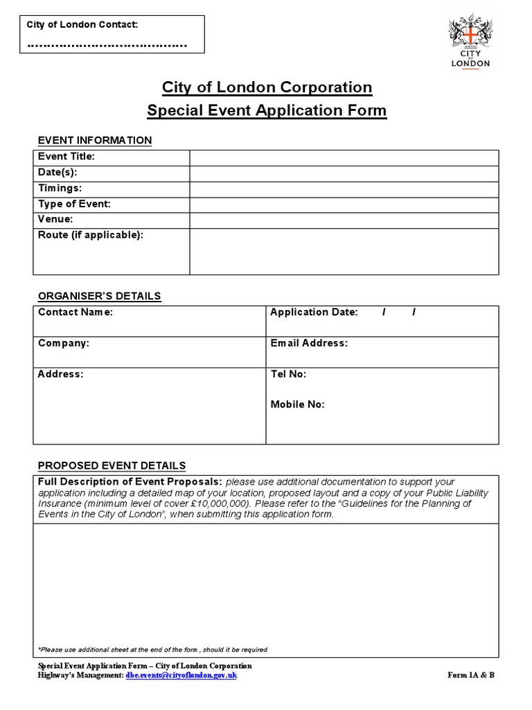 Special Event Application Form 2018 | PDF | Indemnity | Insurance