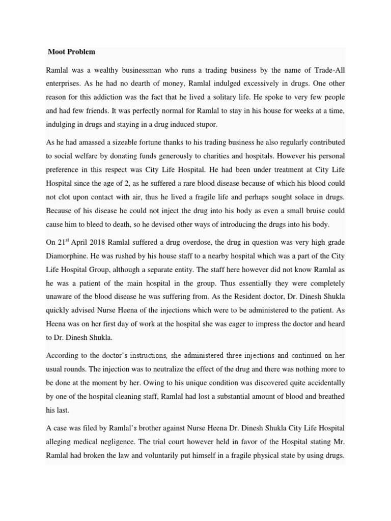 Moot Problem - For Session | PDF | Hospital | Physician