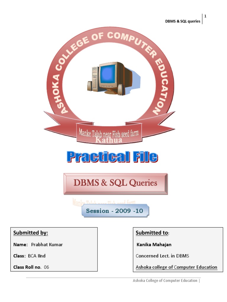 DBMS & SQL Queries: Submitted By: Submitted To | PDF | Databases | Sql