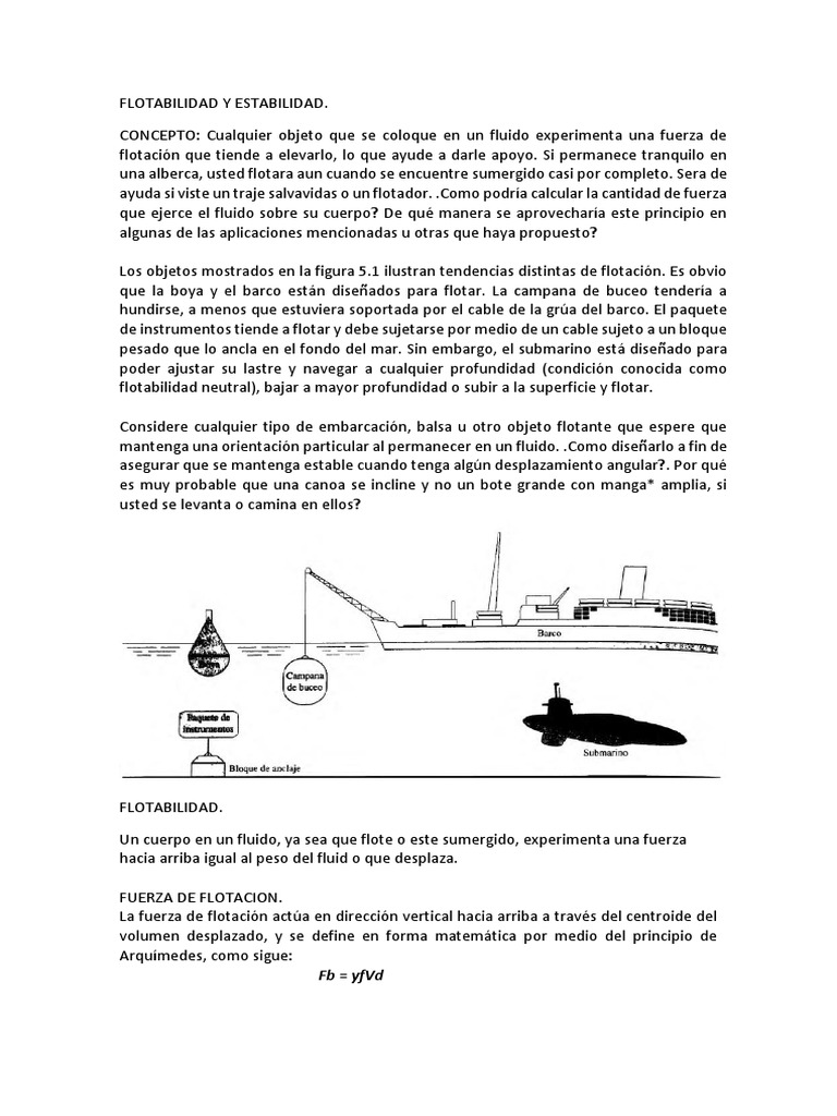 Flotabilidad y Estabilidad | PDF | Cantidades fisicas | Ciencias fisicas
