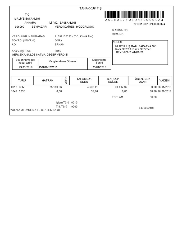 Aralık KDV Tah PDF | PDF