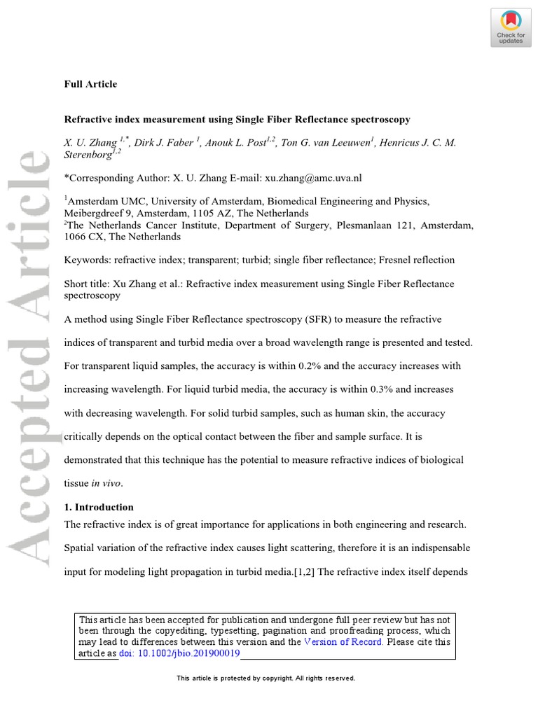 Zhang 2019 | PDF | Refractive Index | Optical Fiber