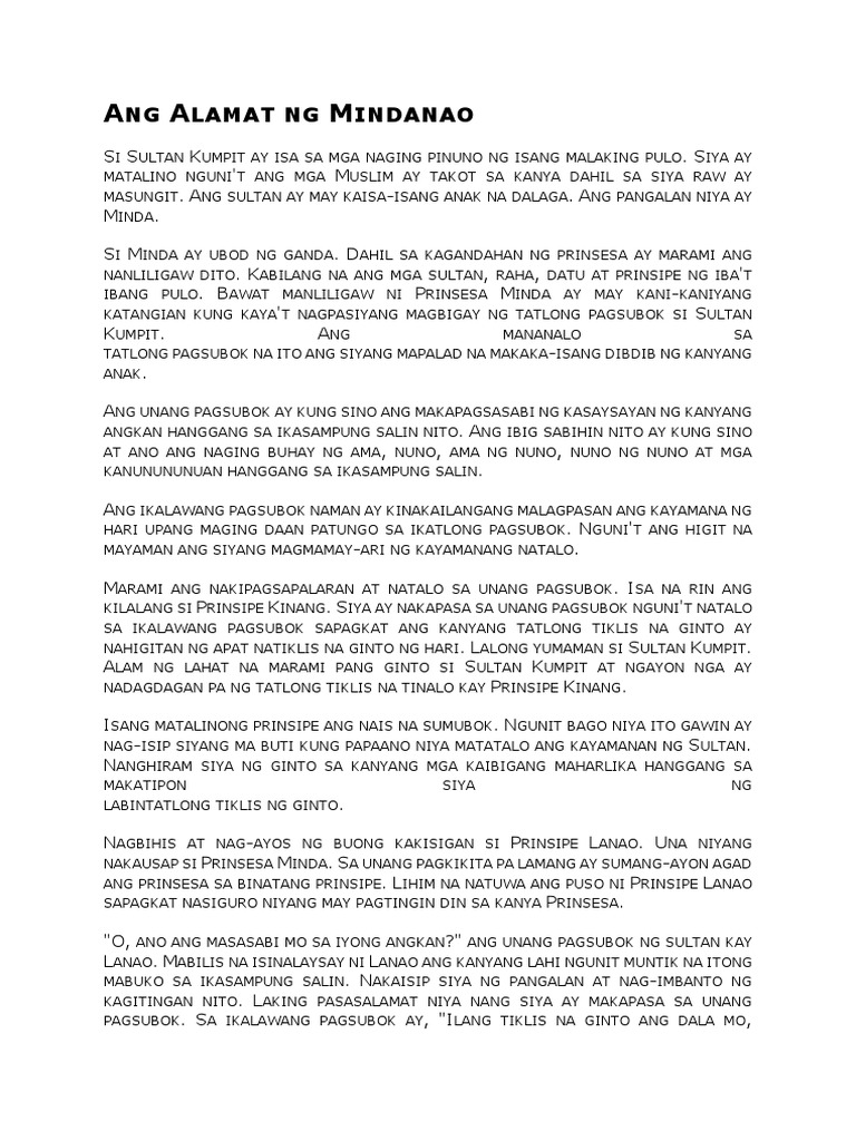 Ang Alamat NG Mindanao | PDF