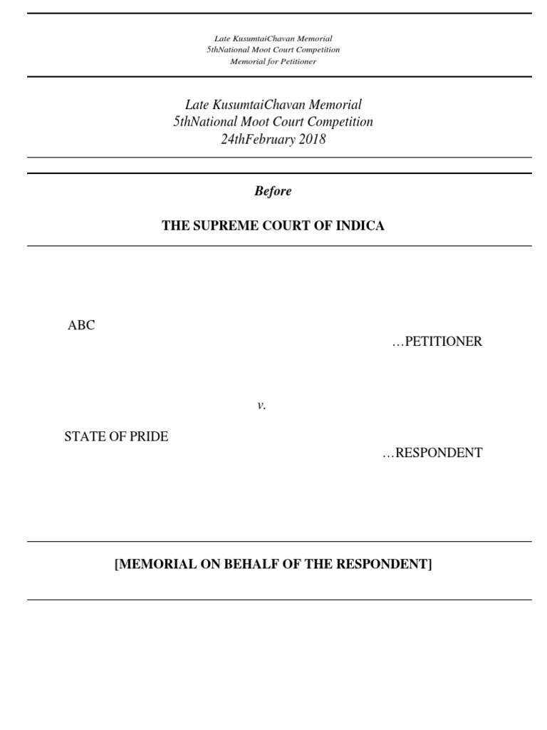 Respondent Memorial Draft | PDF | Supreme Court Of India | Mootness