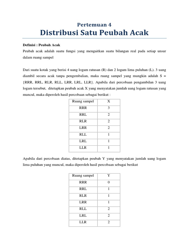 Distribusi Satu Peubah Acak | PDF