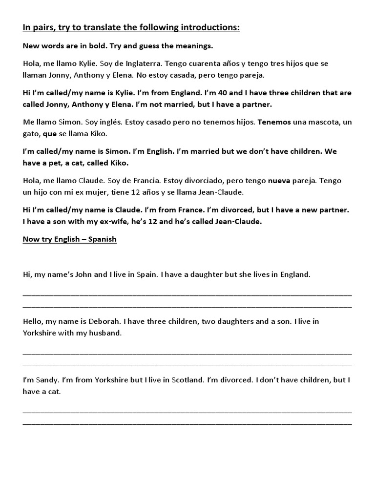 Spanish - English Translations | PDF