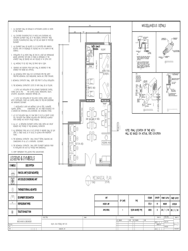Legend & Symbols: Symbols Description Fan Coil Unit (Floor Mounted) Air ...