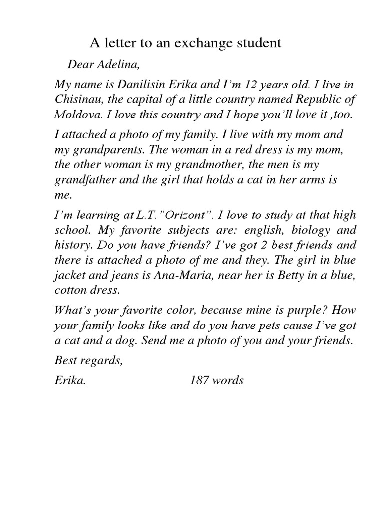A Letter To An Exchange Student PDF | PDF