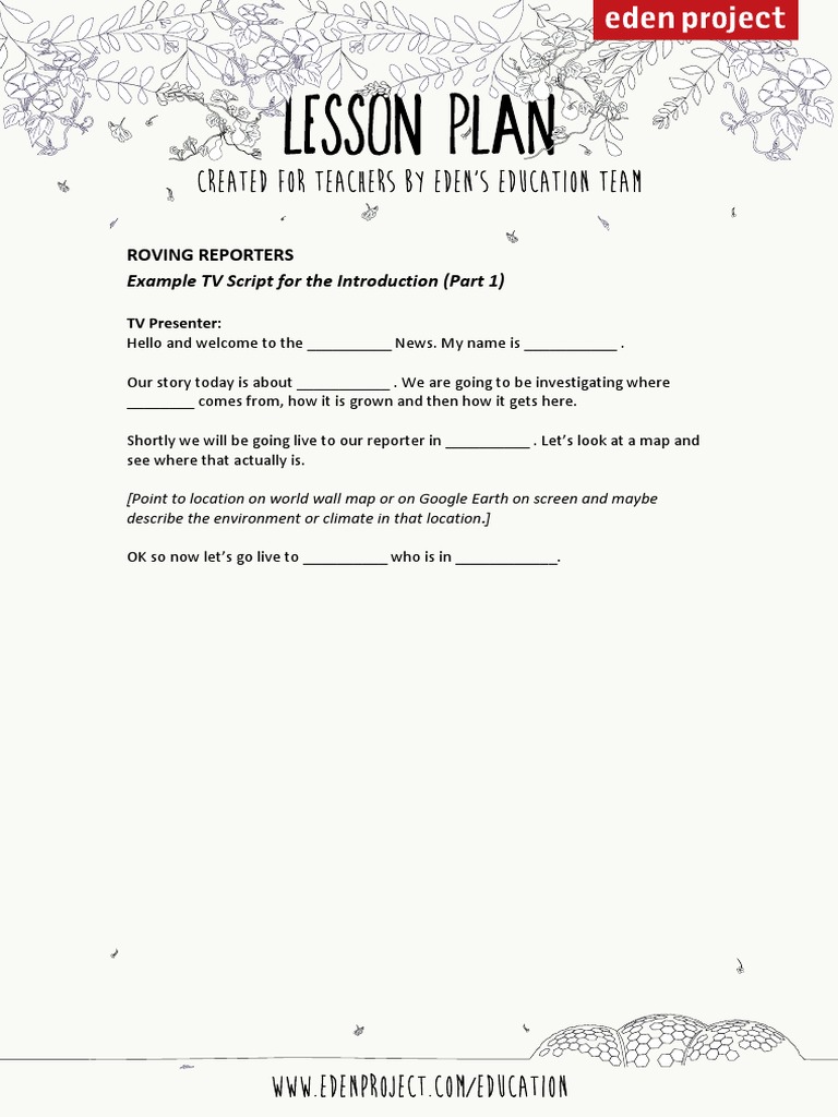 Sample TV Script Eden Project PDF | PDF