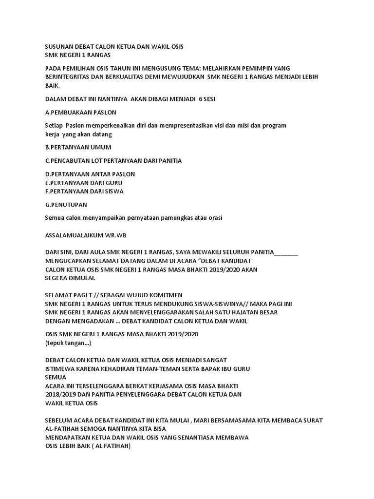 Susunan Debat Osis | PDF