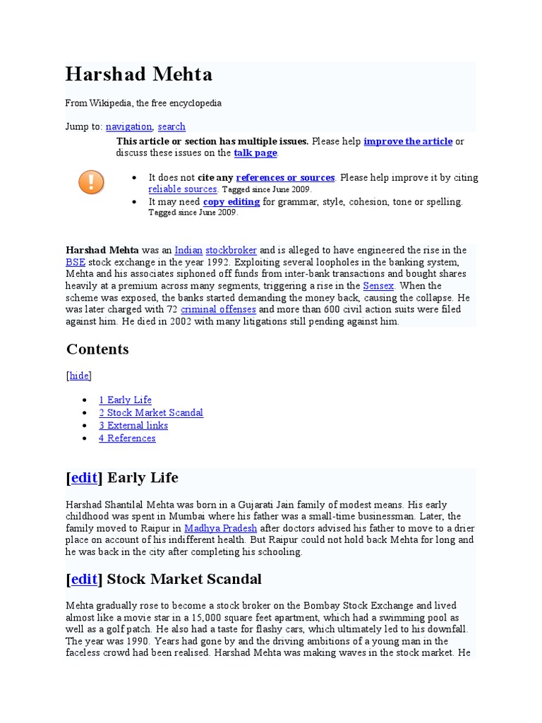 Harshad Mehta | PDF | Business | Economies