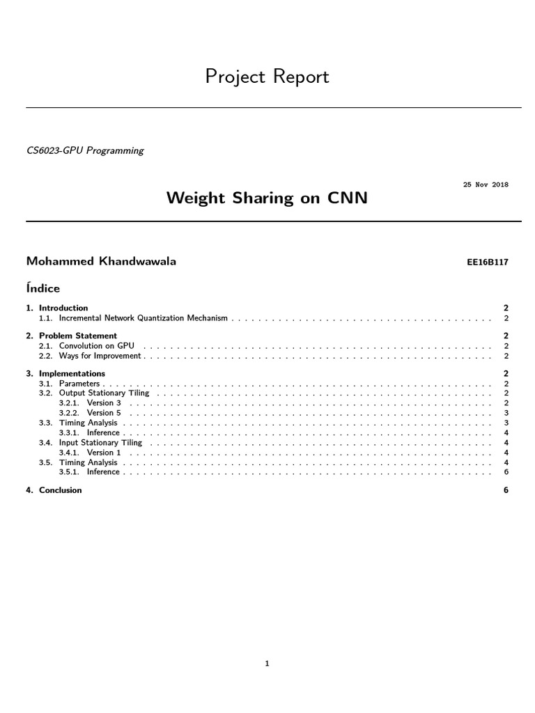 Project Report: Weight Sharing On CNN | PDF | Convolution | Matrix ...