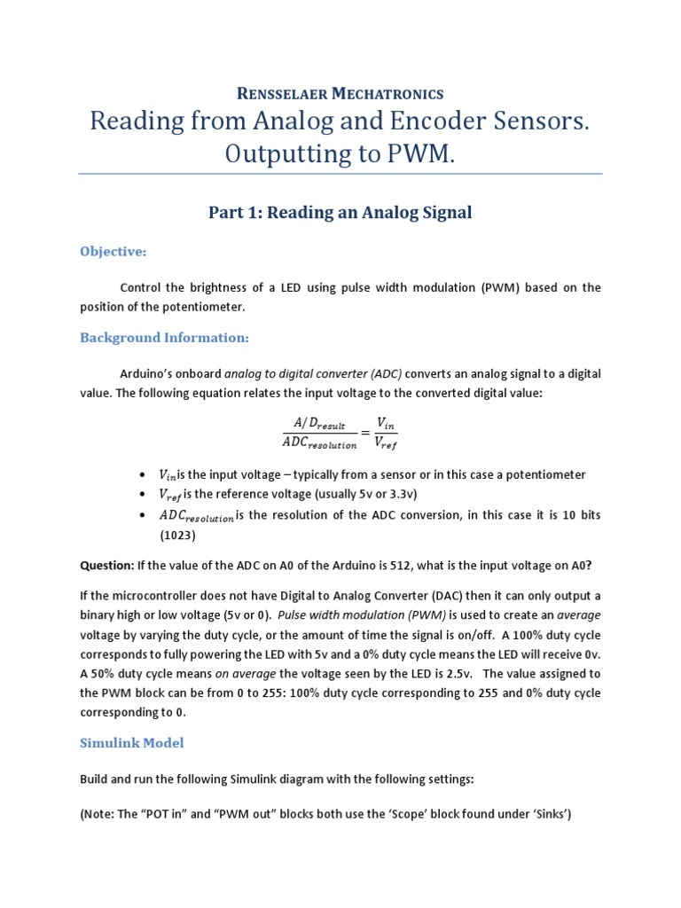 Lab 2 Analog Encoder PWM R9 | PDF | Analog To Digital Converter | Digital To Analog Converter