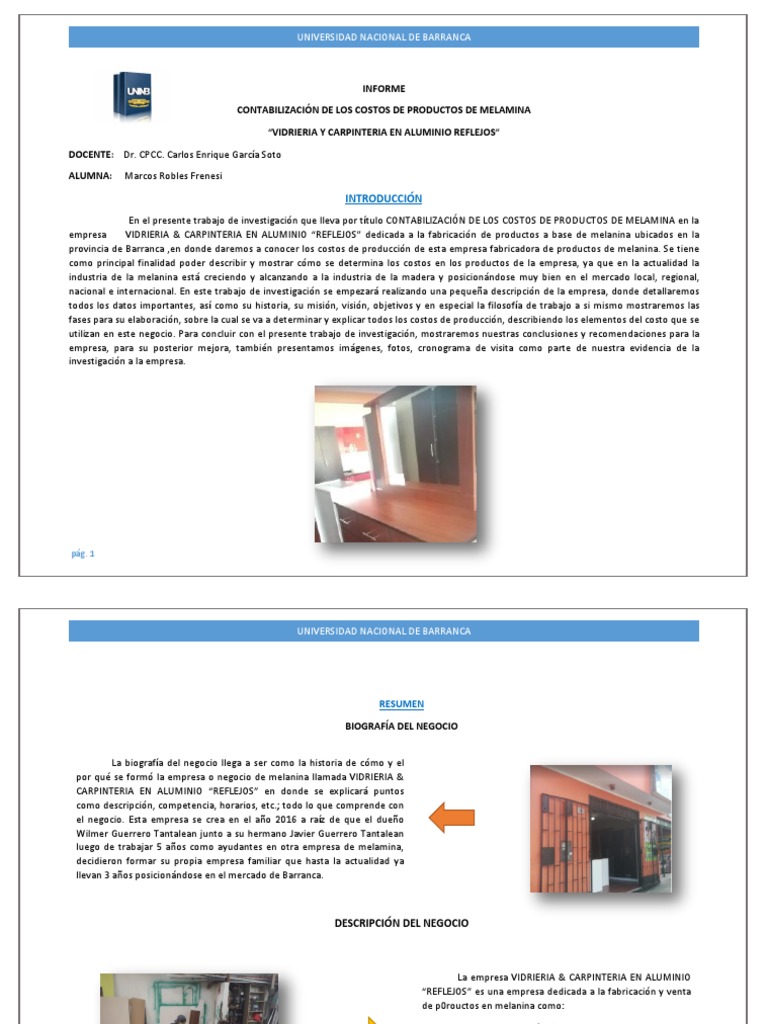 Costos de Producción en Melamina | PDF | Lentes | Mercado (economía)