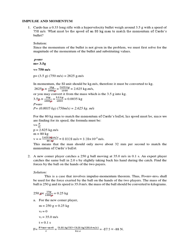 Collisions and Momentum Calculations | PDF | Collision | Momentum