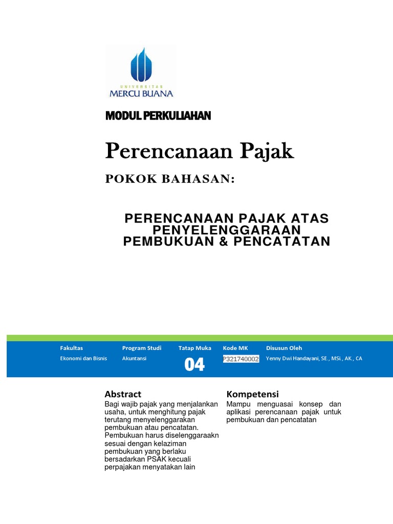 Modul Perencanaan Pajak 4 | PDF
