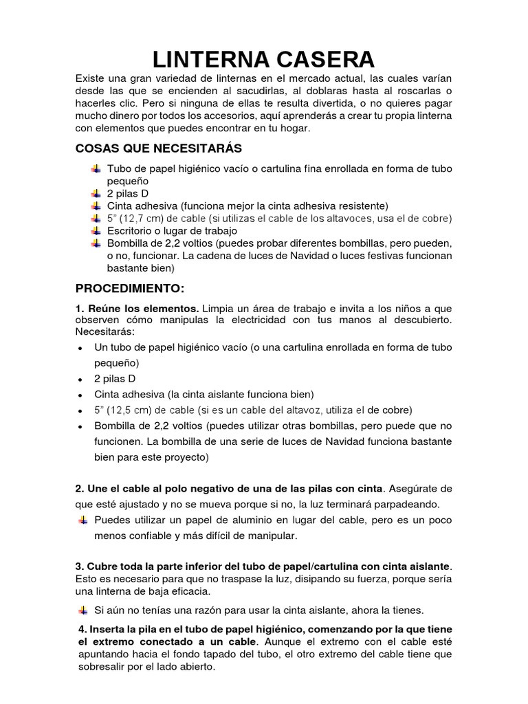 Cómo hacer una linterna casera fácil | PDF | Linterna | Equipo