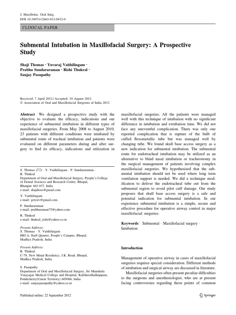 Submental Intubation 4 | PDF | Surgery | Human Head And Neck