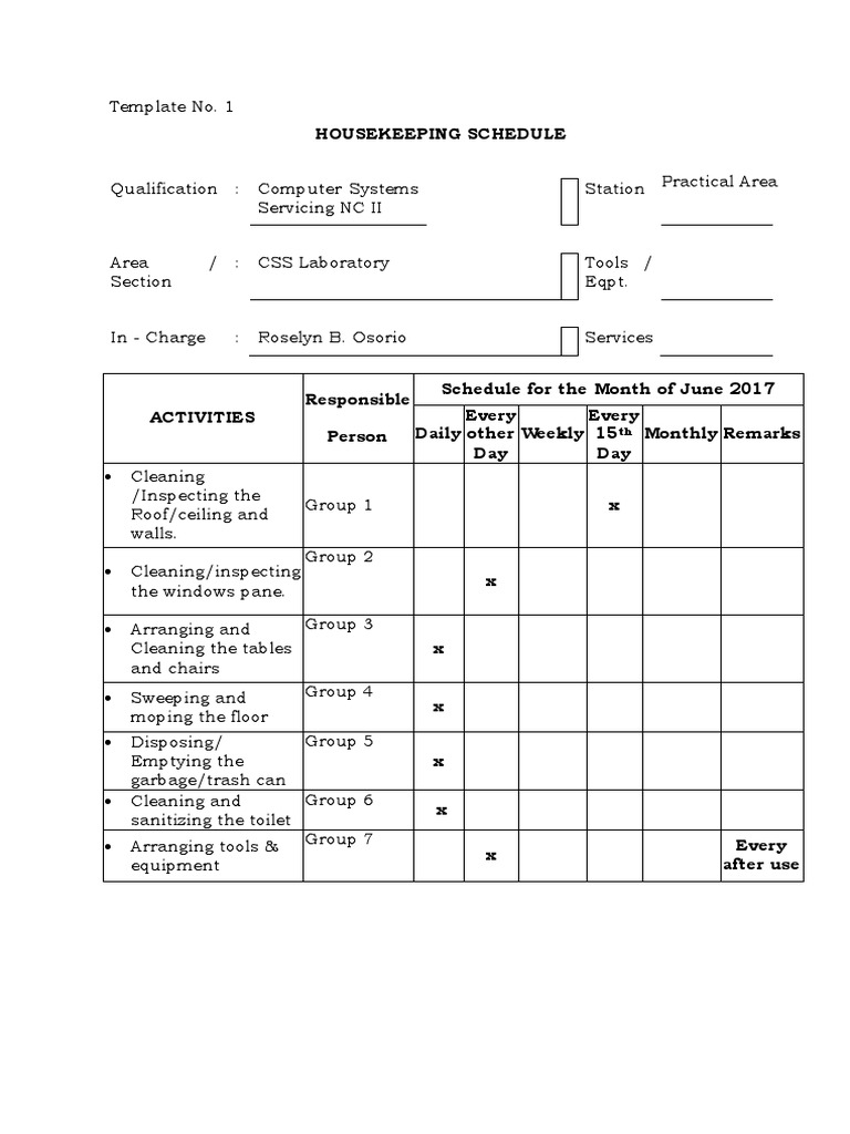Housekeeping Schedule: PC & Printers Training Use | PDF | Desktop ...