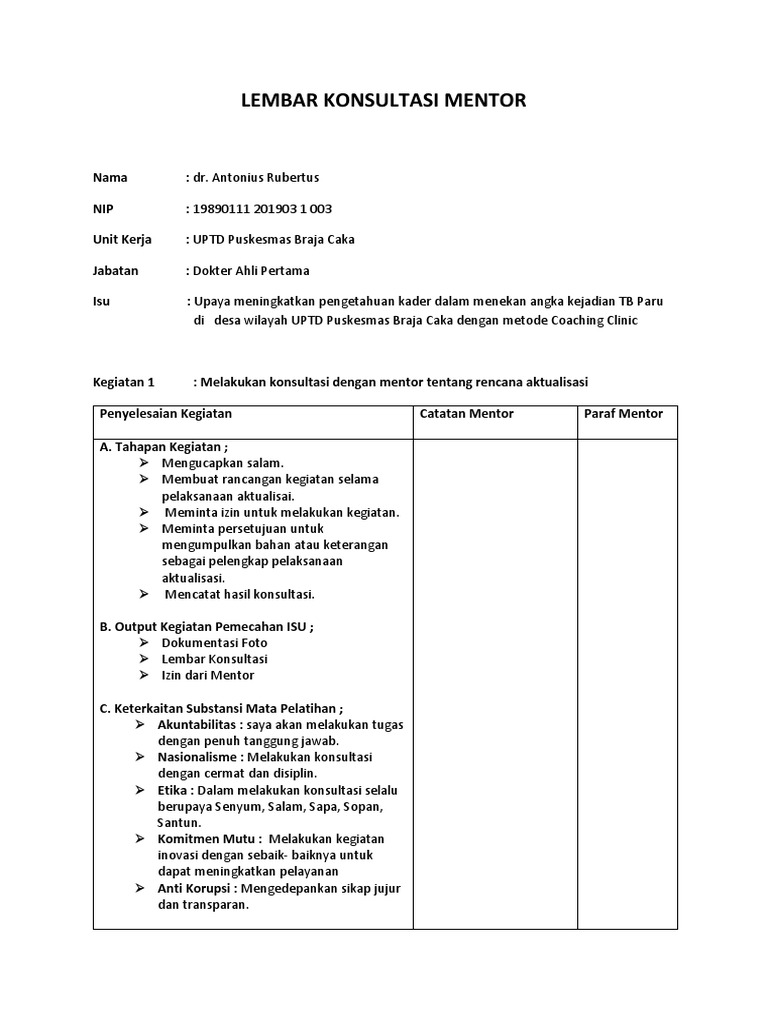 Lembar Konsultasi Mentor | PDF