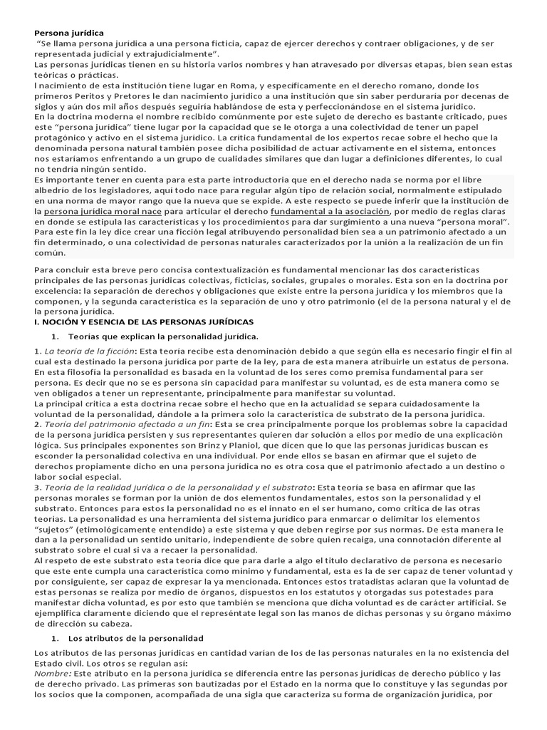 Persona Jurídica | PDF | Sociedad de responsabilidad limitada | Bienes (Ley)