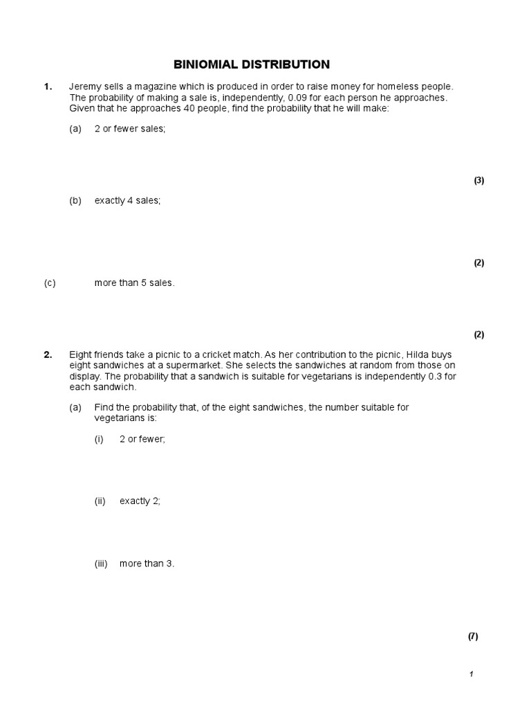 Binomial Questions | PDF