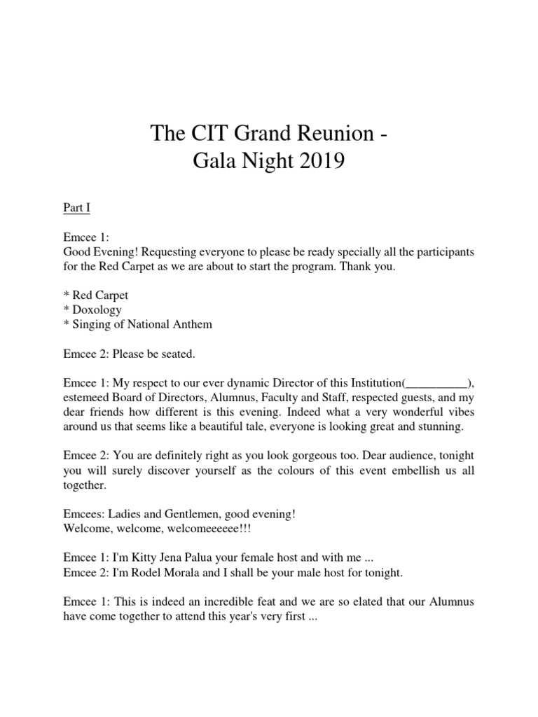 Gala Nightttttt Script Revised | PDF