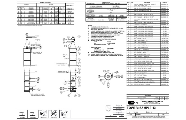 Nozzle Schedule and Design Data for an Elliptical Head Storage Vessel ...