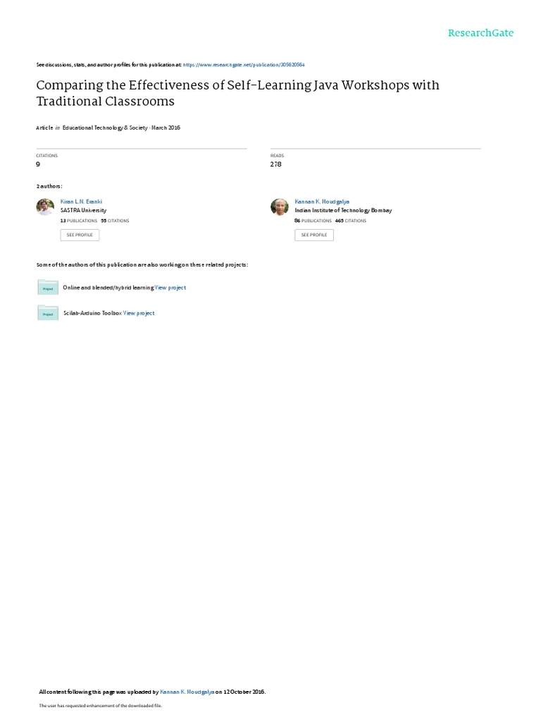 Comparing The Effectiveness of Self-Learning Java Workshops With ...