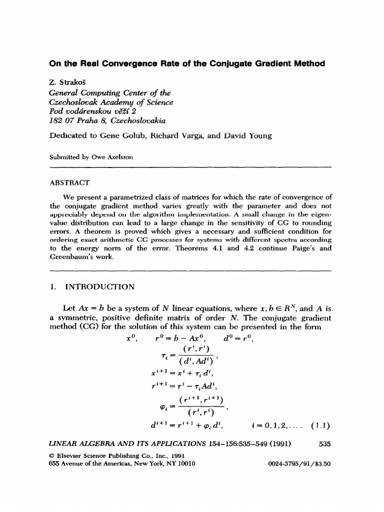 Convergence Rate of Conjugate Gradient Method | PDF | Eigenvalues And ...