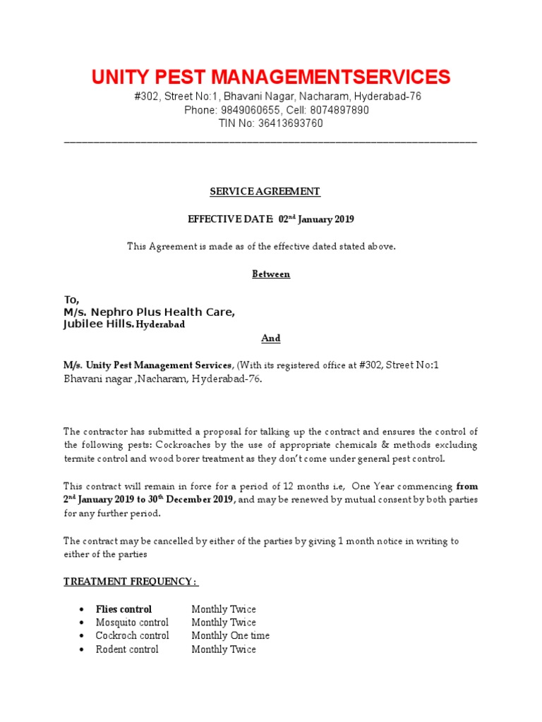 Service Agreement | PDF | Pest Control | Government