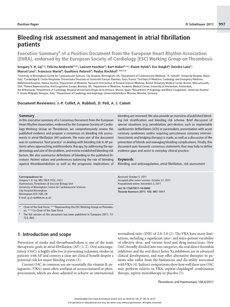 Bleeding Risk Assessment and Management in Atrial Fibrillation Patients ...