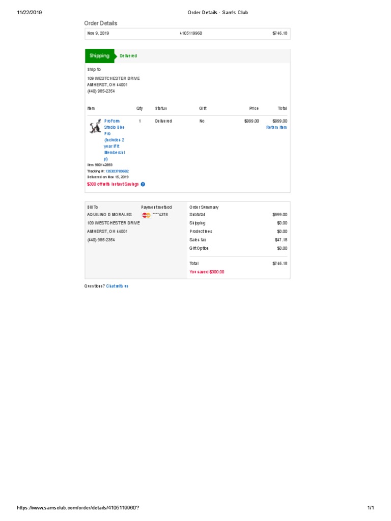 Order Details - Sam's Club PDF | PDF | Government Finances | Taxes