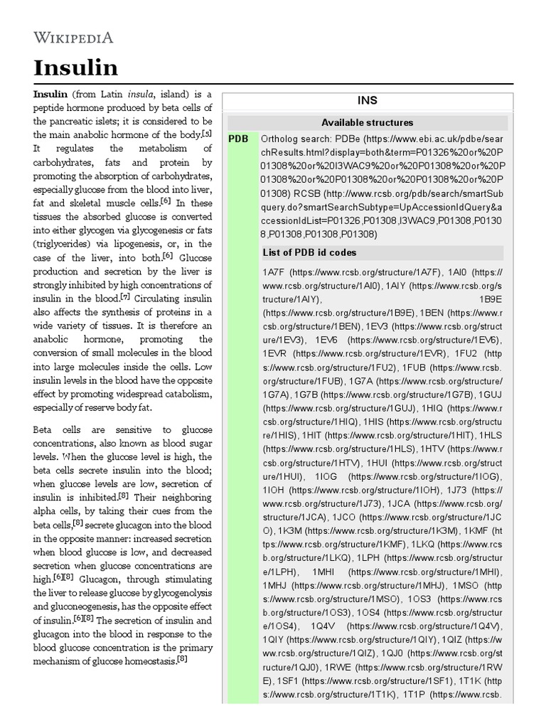 Insulin | PDF | Insulin | Pancreas
